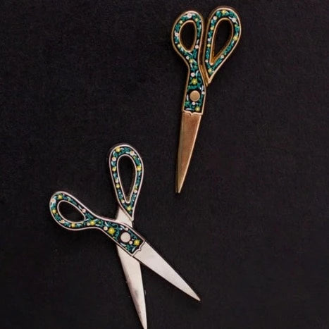 Floral Scissors Interactive Enamel Pin – Needle Crafts + Studio